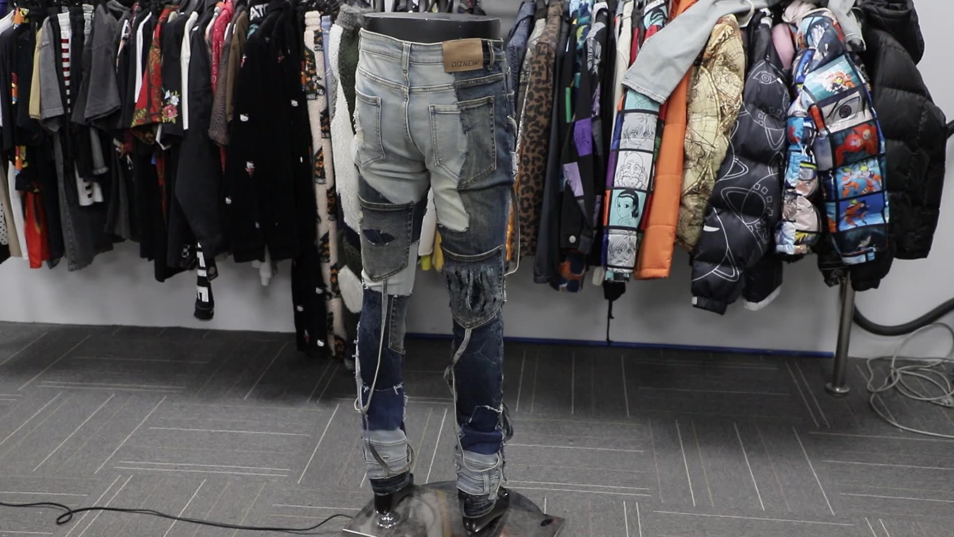 Diznew Tie Dye Men's Custom Skinny Stacked Denim Jeans Unisex Green ...