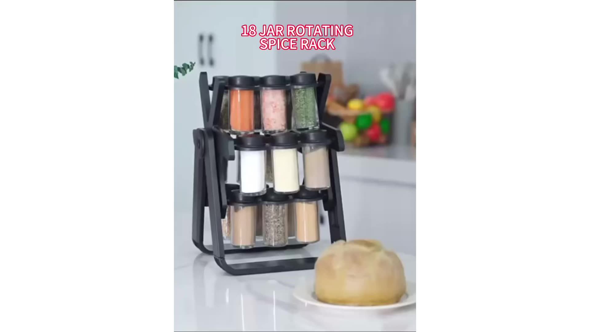 Hot Sale Multifunctional Rotating Spice Rack With 18 Glass Jars ...