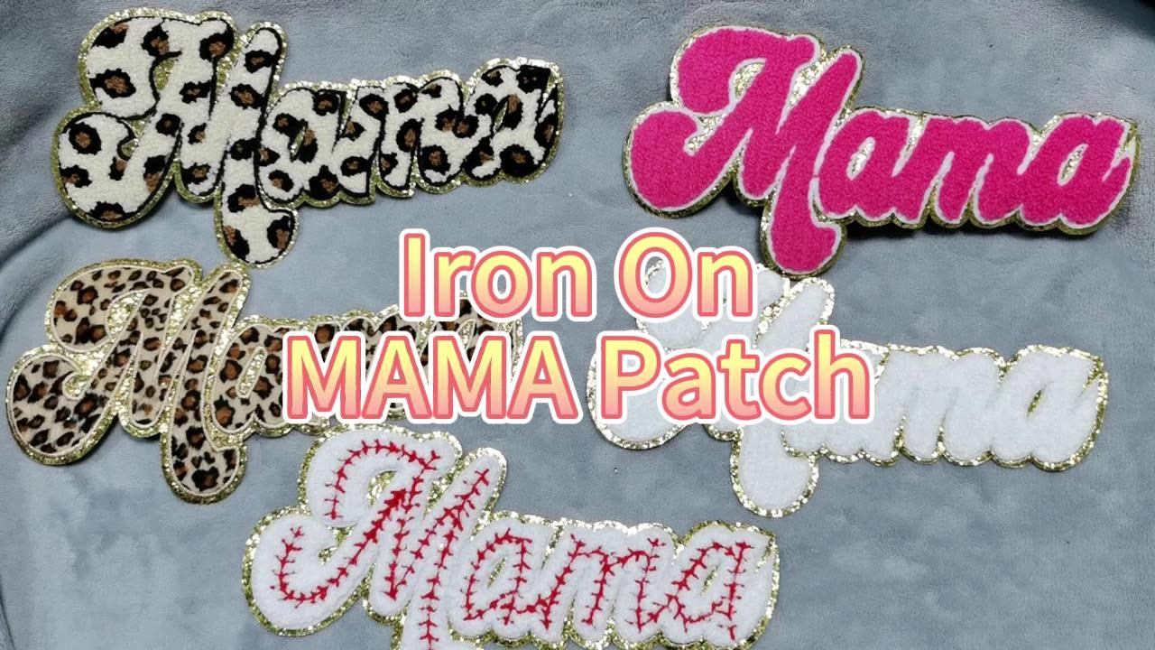 Custom Mother's Day Gold Border Embroidery Mom Patches Iron On Letters ...
