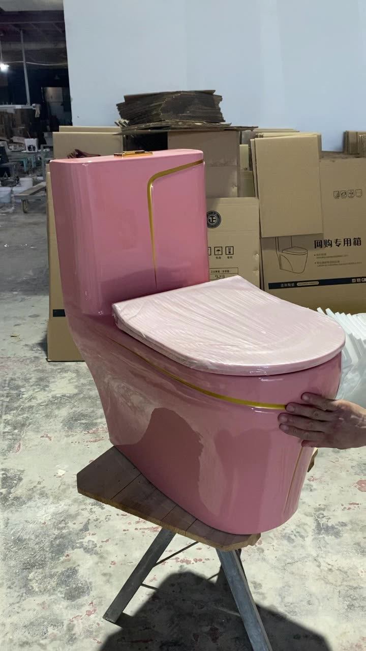 Luxury Design Pink Colored One Piece Toilets Bowl Sanitary Ware ...