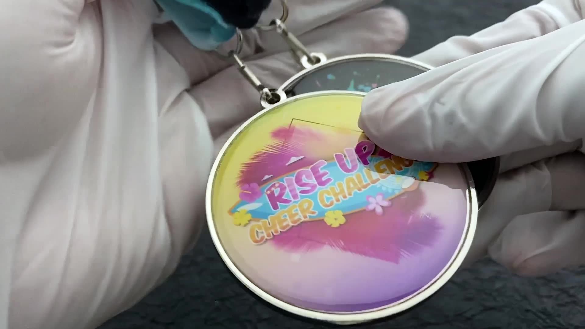 Personalized Logo Round Epoxy Dome Medal Cheer Challenge Virtual Music ...