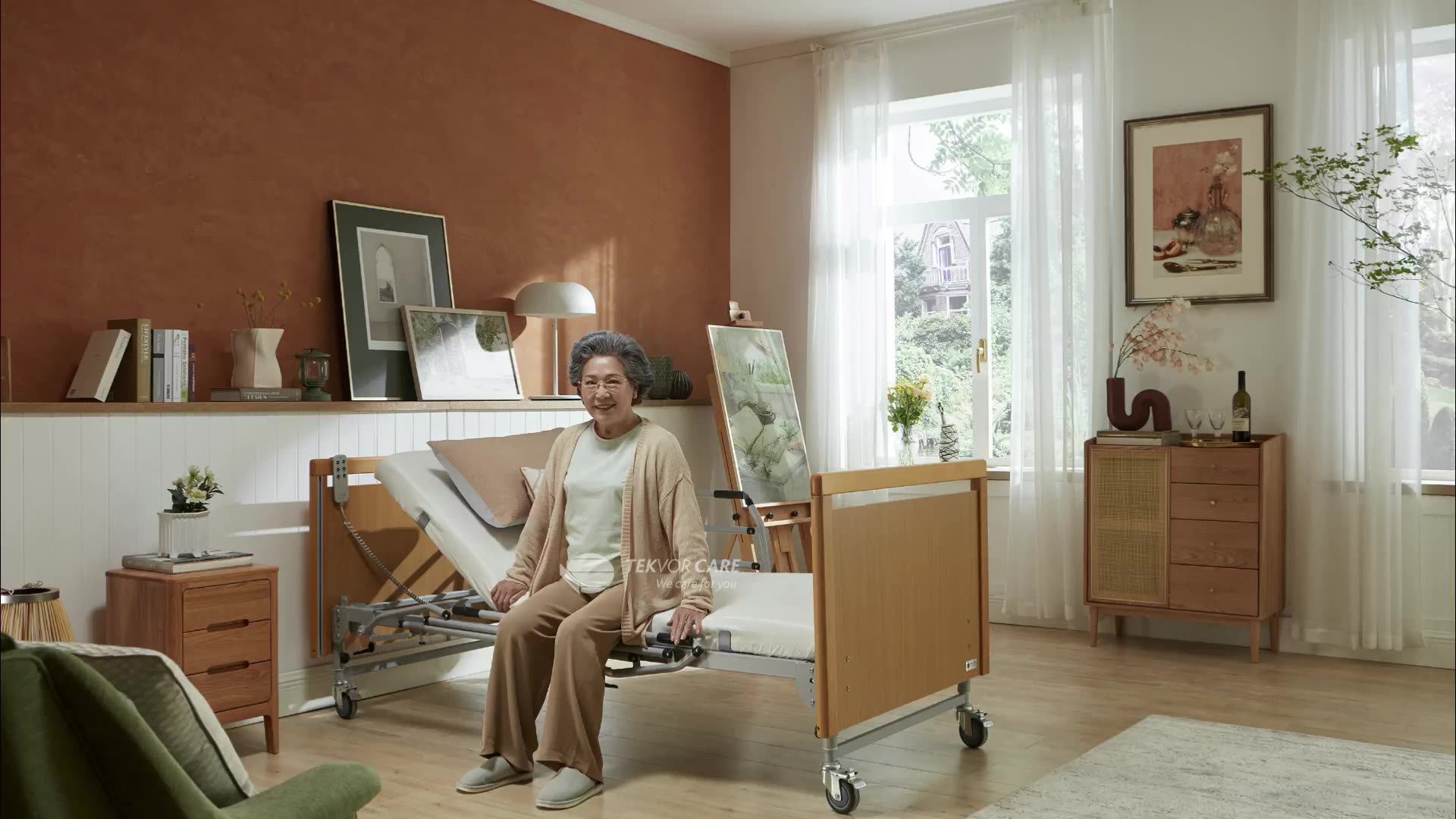 Tecforcare Electric Wooden Hospital Bed Electric Nursing Beds For Home ...