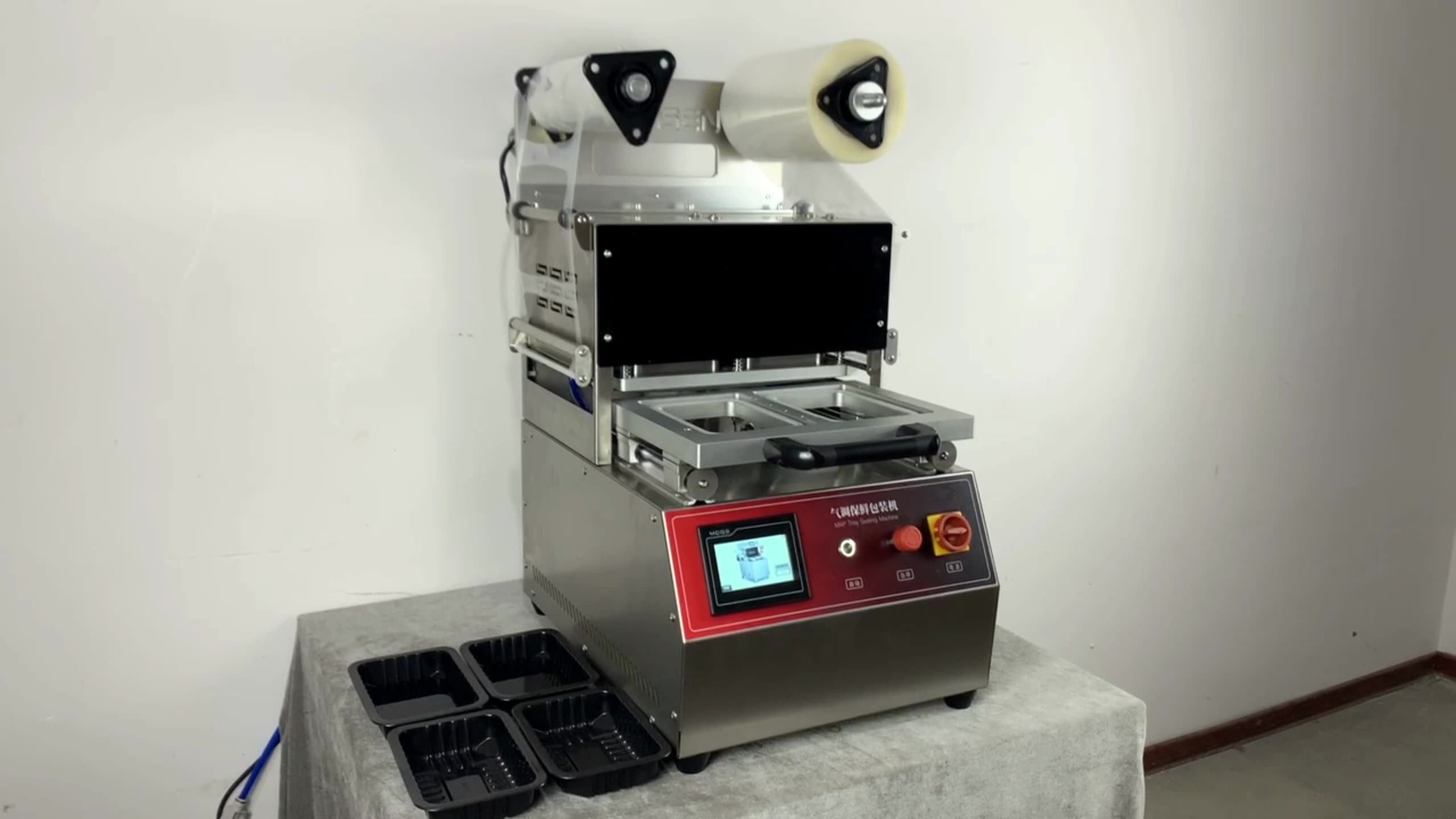 Table-top Ready Meal Tray Sealing Machine Modified Atmosphere Packaging ...