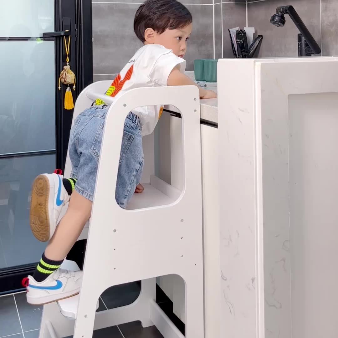 Top Montessori Kitchen Helper Learning Tower Kid Safety Step Stool ...