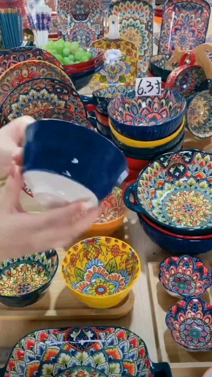 Custom Bohemian Design Ceramic Dinnerware 8-inch Ceramic Plate Dessert ...