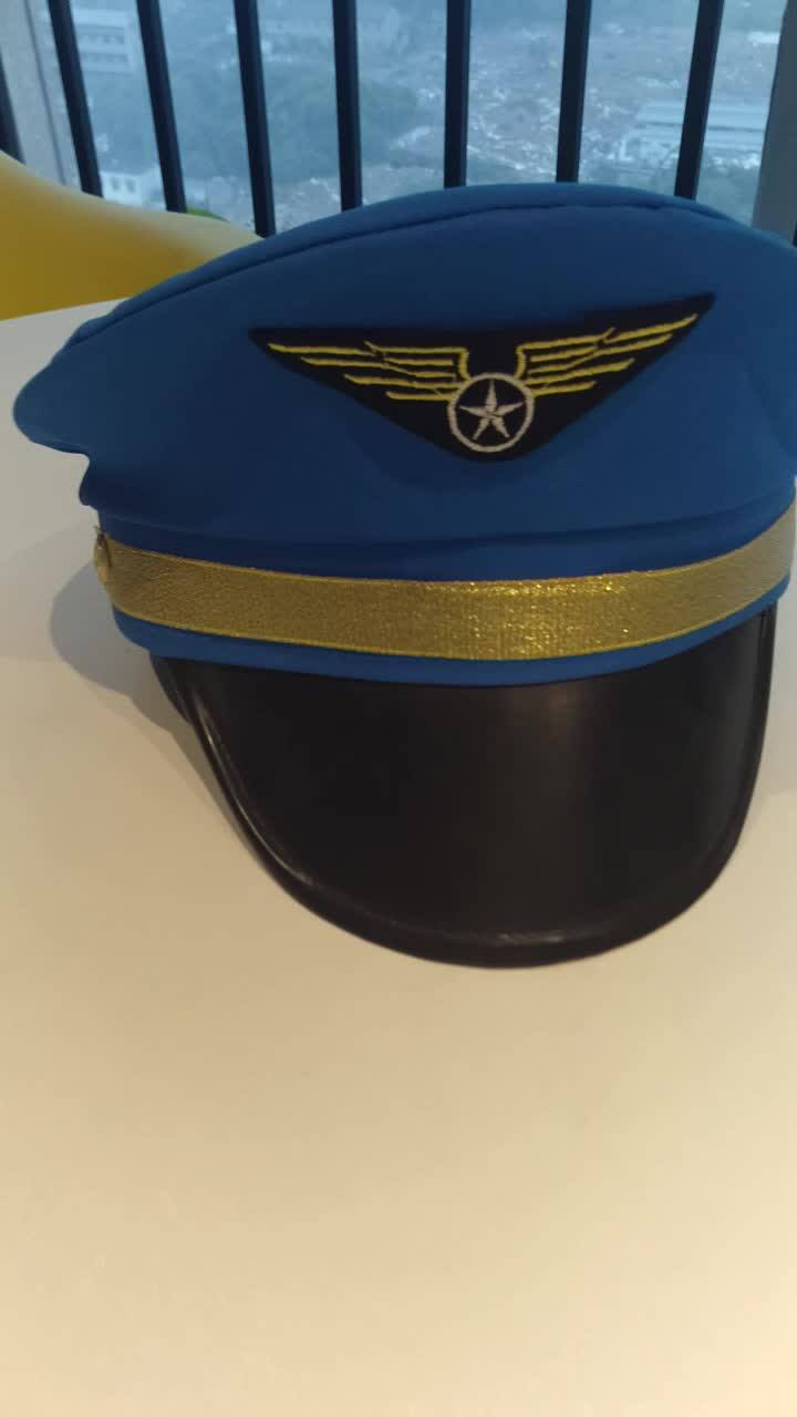 Custom Cosplay Party Blue Adult Airline Pilot Cap Captain Hat - Buy ...