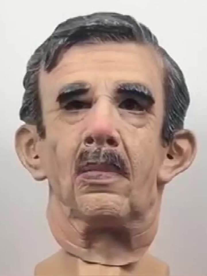 Realistic Latex Black Hair Old Man Mask Halloween Masquerade Party Male ...