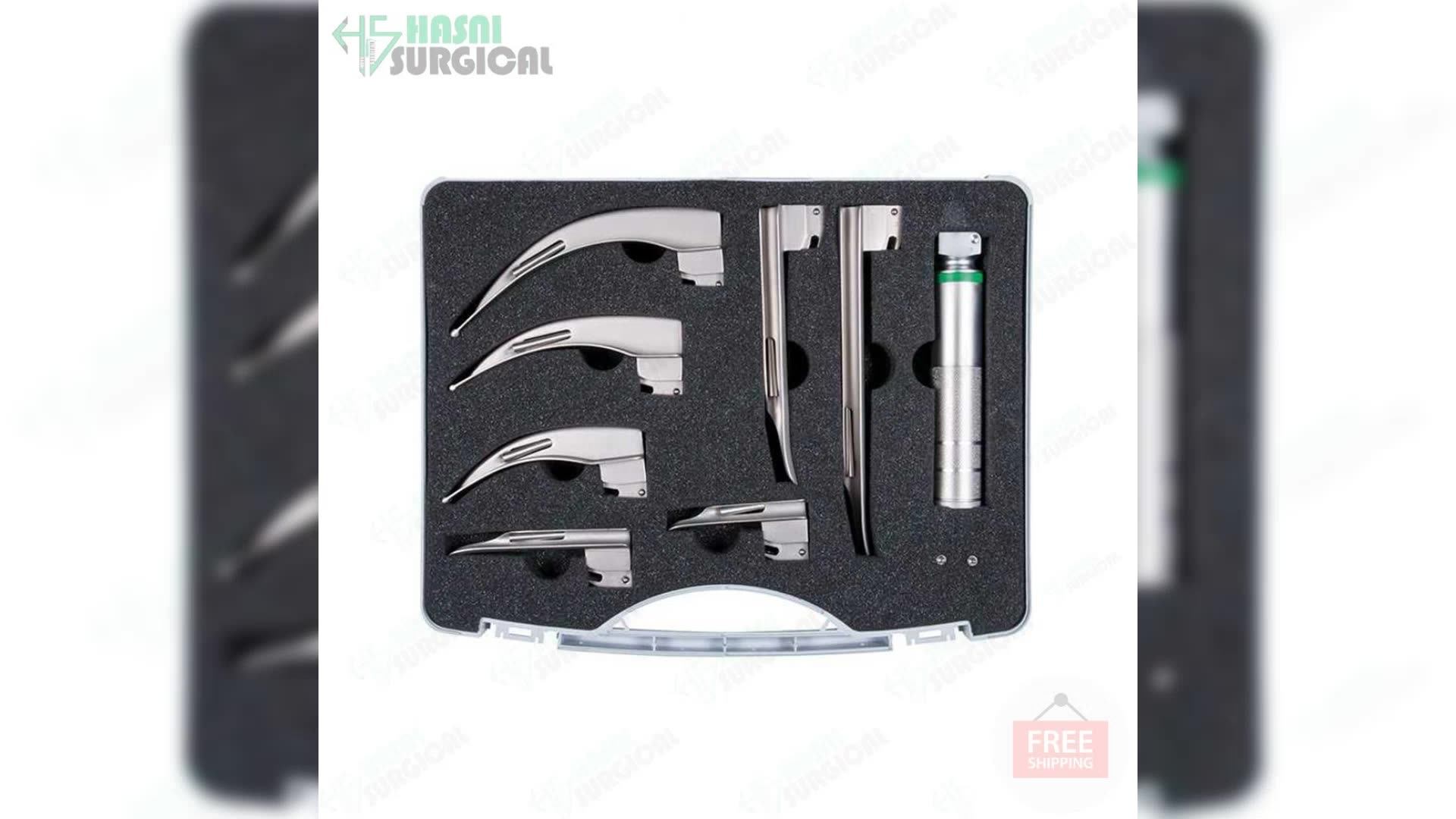 Max Pro Fiber Optic Combined Set Of Macintosh + Miller Laryngoscope Led ...