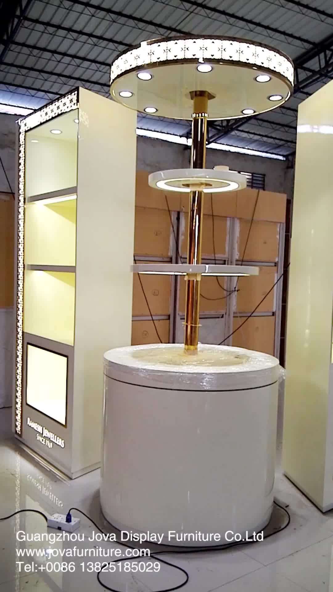 Floor Standing Rotating Display Revolving Glass Showcase With Wheels ...