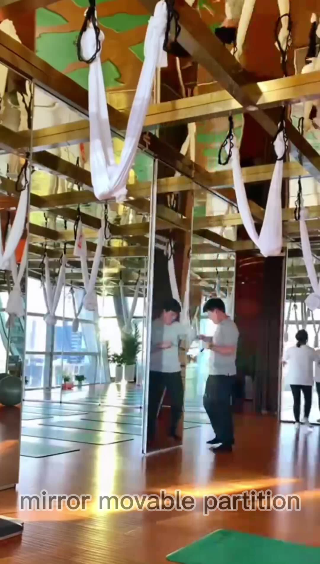 School Mirrored Gym Room Operable Partition Wall Sliding Dance Studio ...