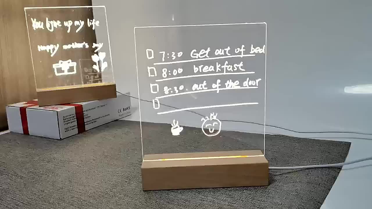 Hot Sale Blank Clear Desktop Note Memo Acrylic Dry Erase Colorful Led ...