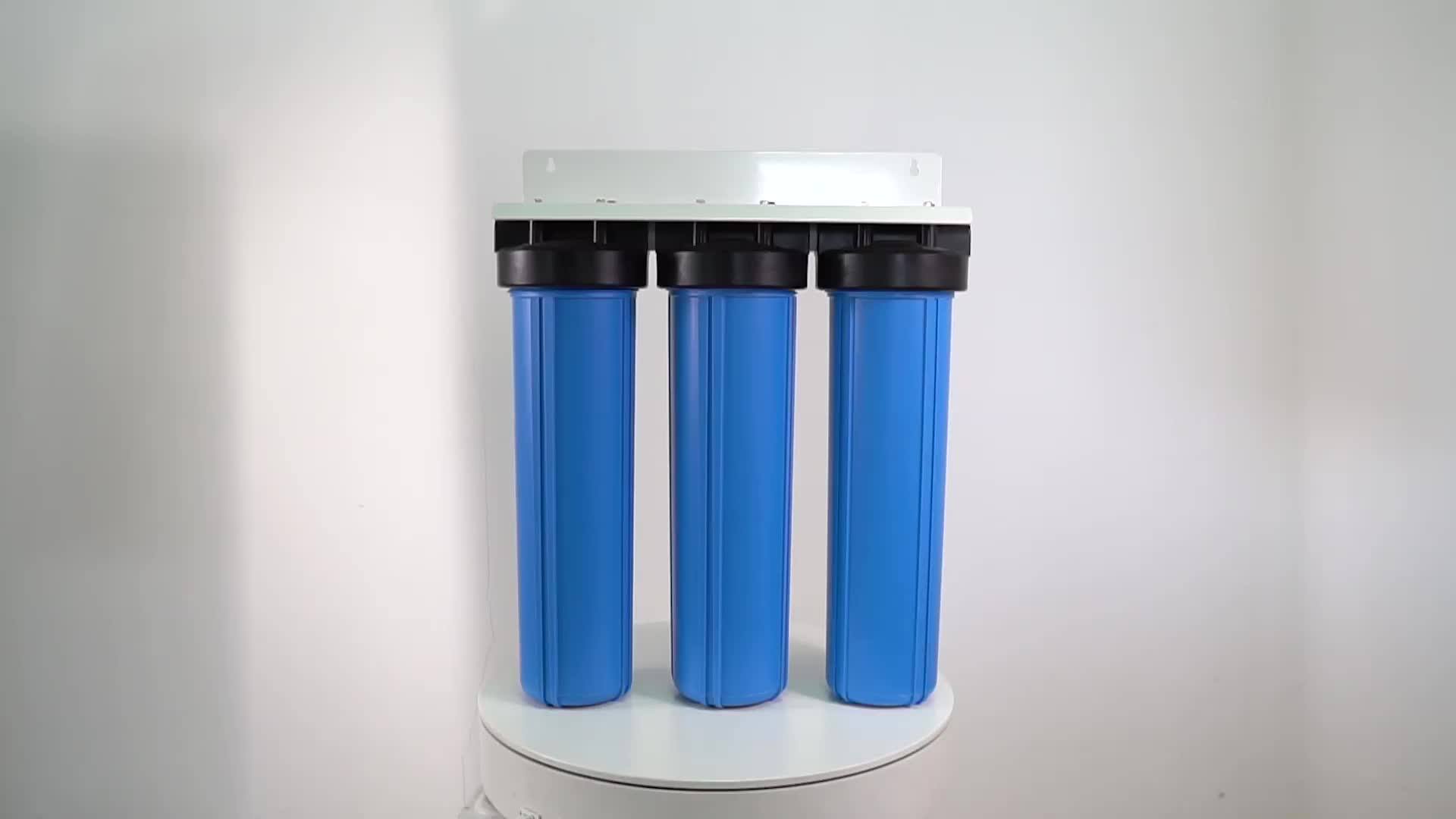 Triple 20 Inch Big Blue Pipe Filtration Water Filter With Steel Bracket ...