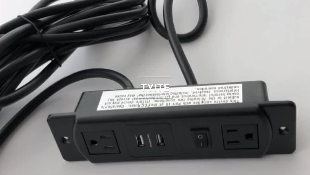 4 Ways Recessed Mounted Black Color Power Plug Power Outlet Power ...