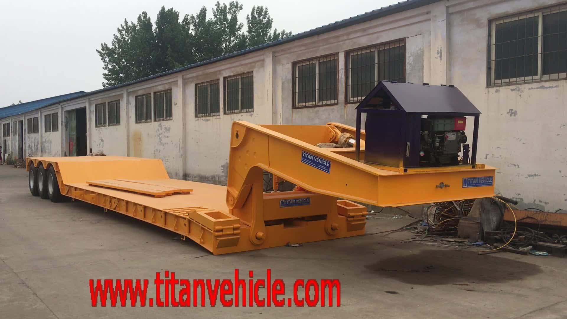 Heavy Duty 3 Axles 60 Tons Drop Deck Front Loading Low Loader Trailer ...