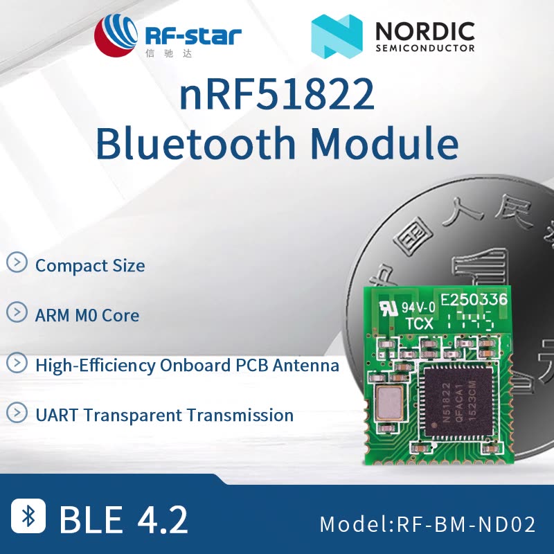 Nrf51822 Fcc Bqb Low Power Consumption Rf-bm-nd02 Ble 4.2 Module Nrf51822 Chip - Buy Nrf51822 ...