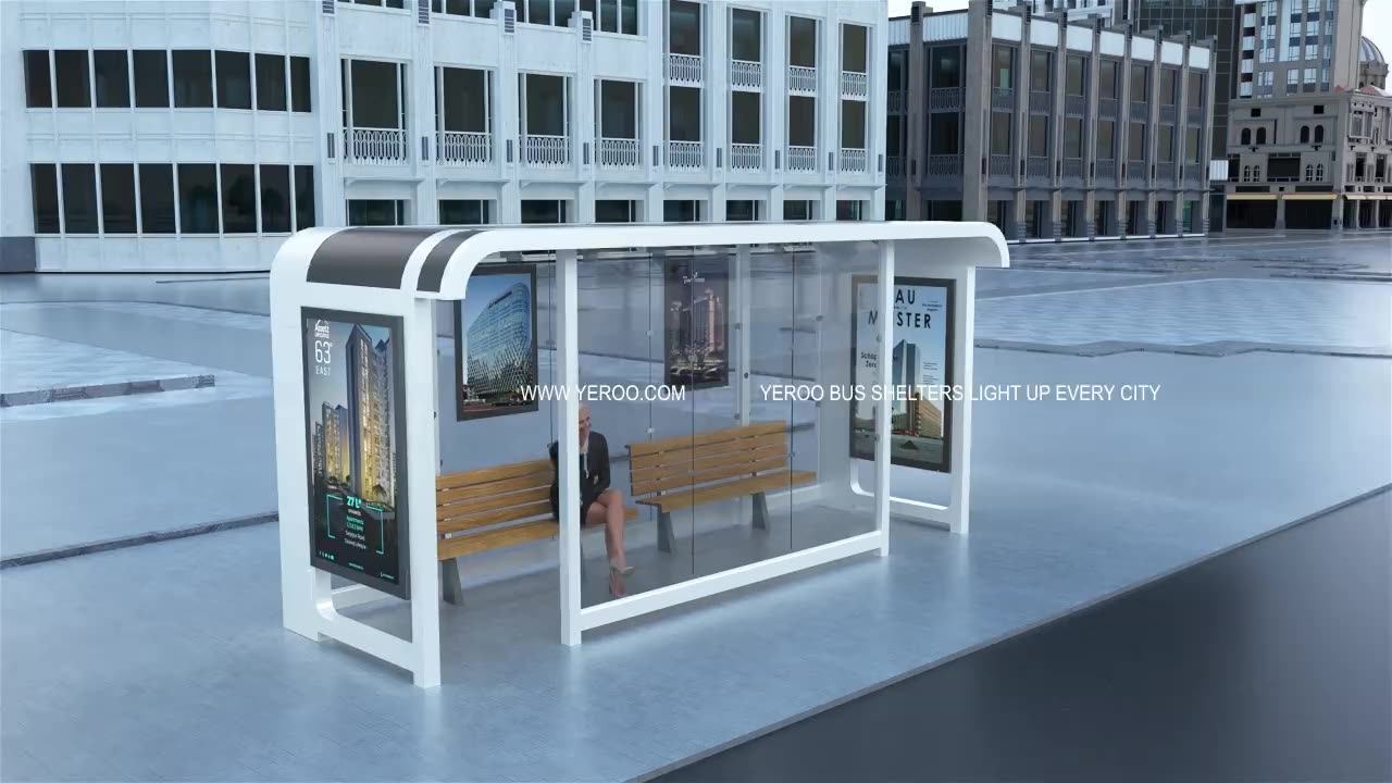 Popular Solar Powered Metal Bus Stop Shelter With Waiting Bench - Buy ...