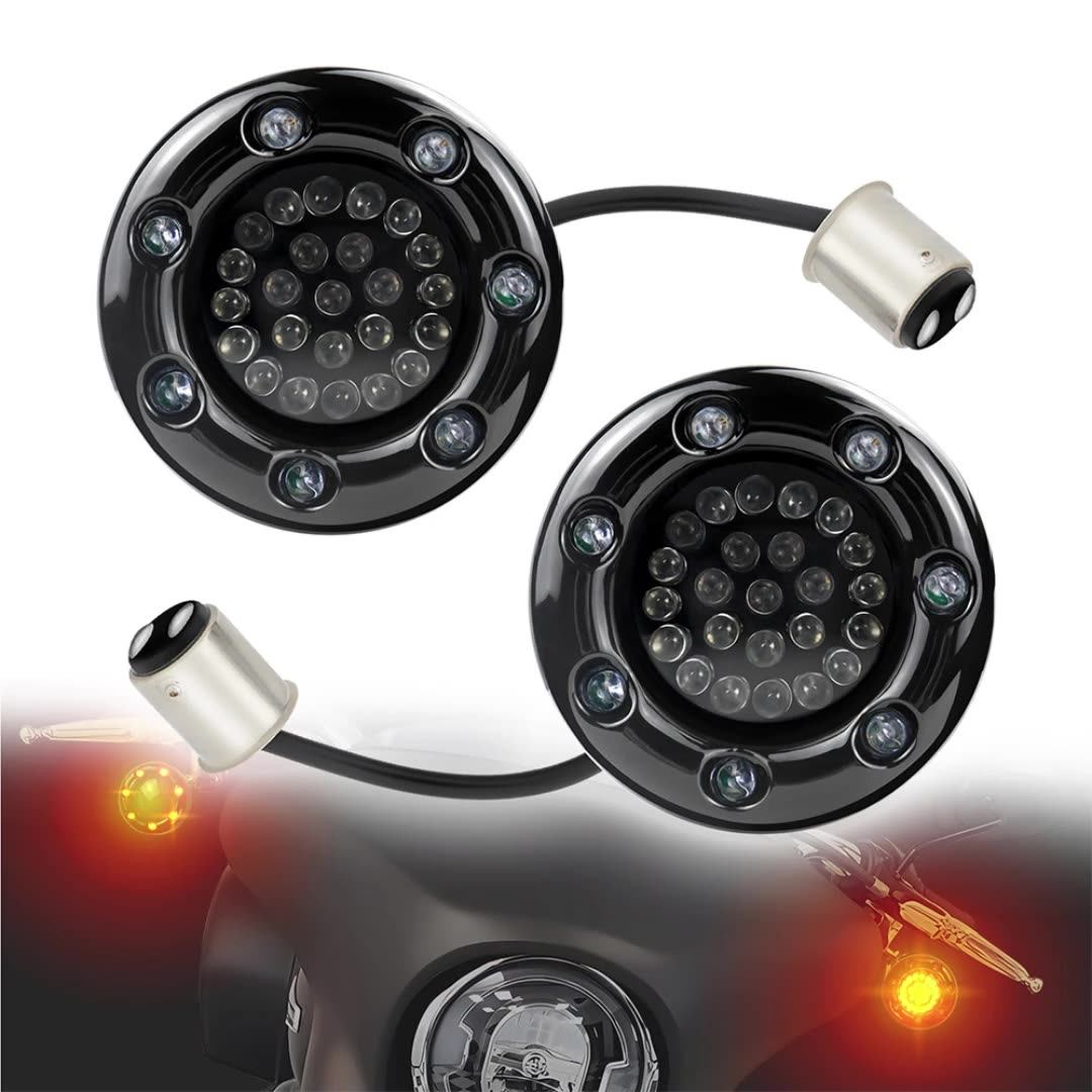 Motorcycle Chrome Lights Bullet Rear Led Turn Signals With Led Ring ...