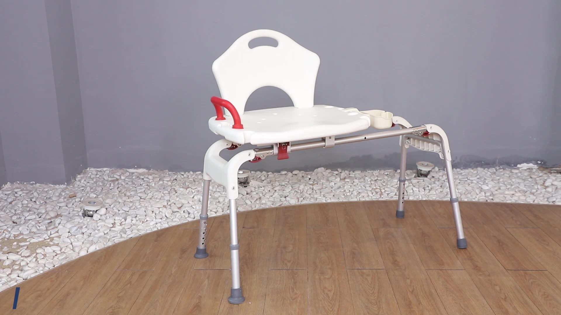 Foldable Height Adjustable Transfer Shower Bench Aluminum Assisted Bath ...