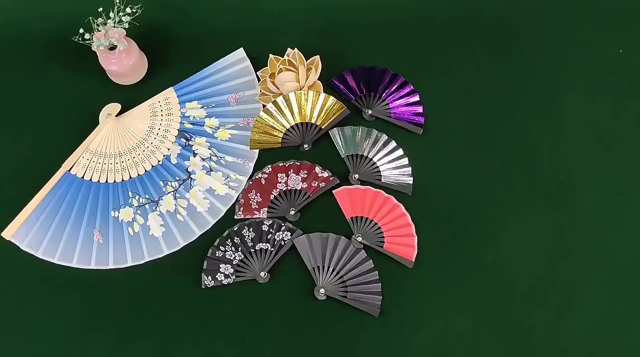 Wholesale Custom Logo Sublimation Blanks Folded Polyester Bamboo Fans ...