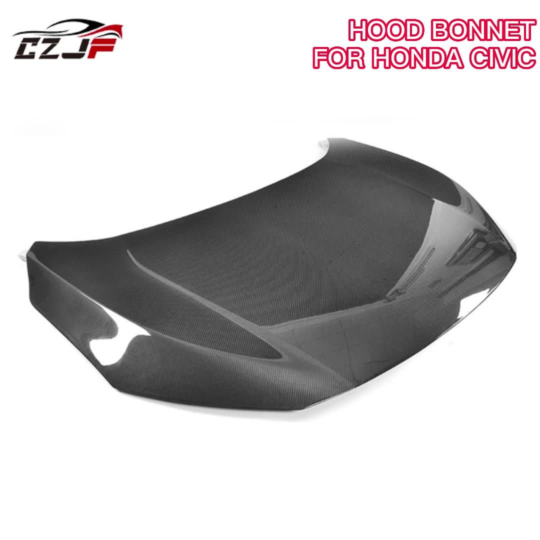 Gtr Style Carbon Fiber Engine Hood Bonnet For Honda Civic X 10th Gen ...