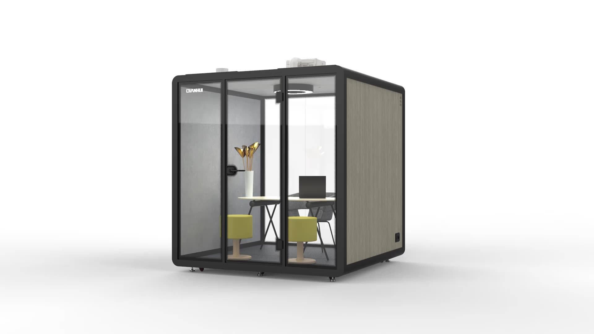 Movable Soundproof Booth Office Private Pods 4 Person Meeting Pod ...