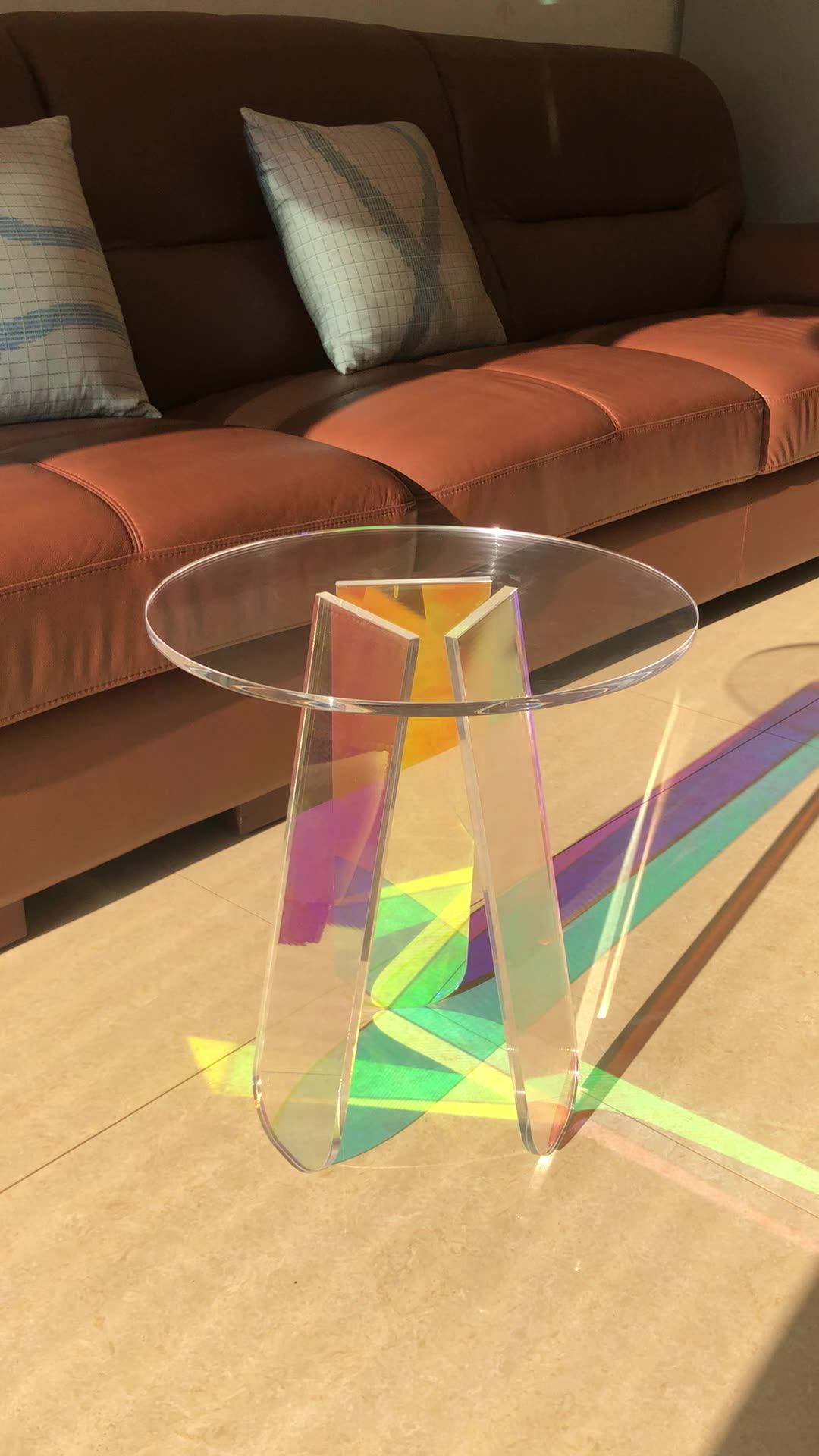 Transparent Furniture Acrylic Side Table Coffee Table Iridescent Color ...