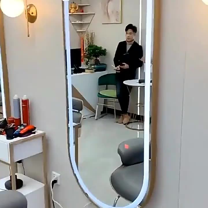 Barber Shop Mirror Station Wall Mounted Hairdressing Mirror Hair Salon ...