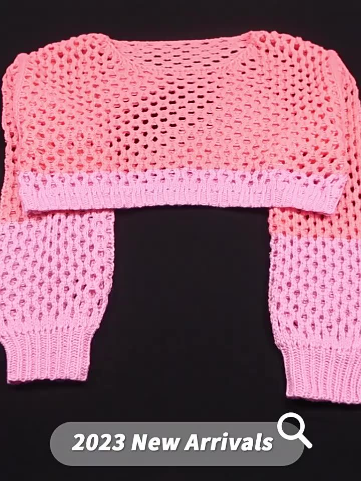 Gradient Knitted Sweaters Women Stunning Hollow See Through Long Sleeve ...