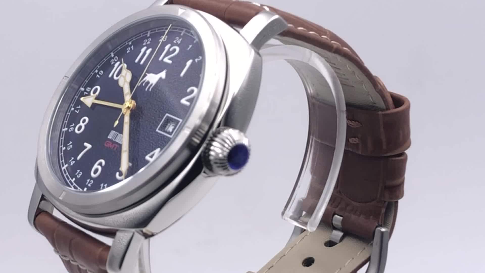 316l Stainless Steel Genuine Leather Strap Wristwatches Japan Movement ...