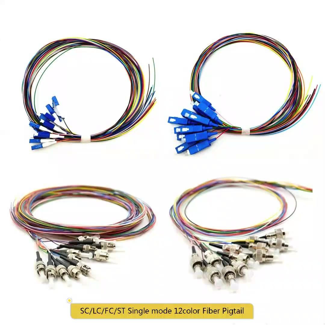12 Color Fiber Fc Apc Single Mode G652d 0.9mm Fiber Optic Pigtail 12 ...