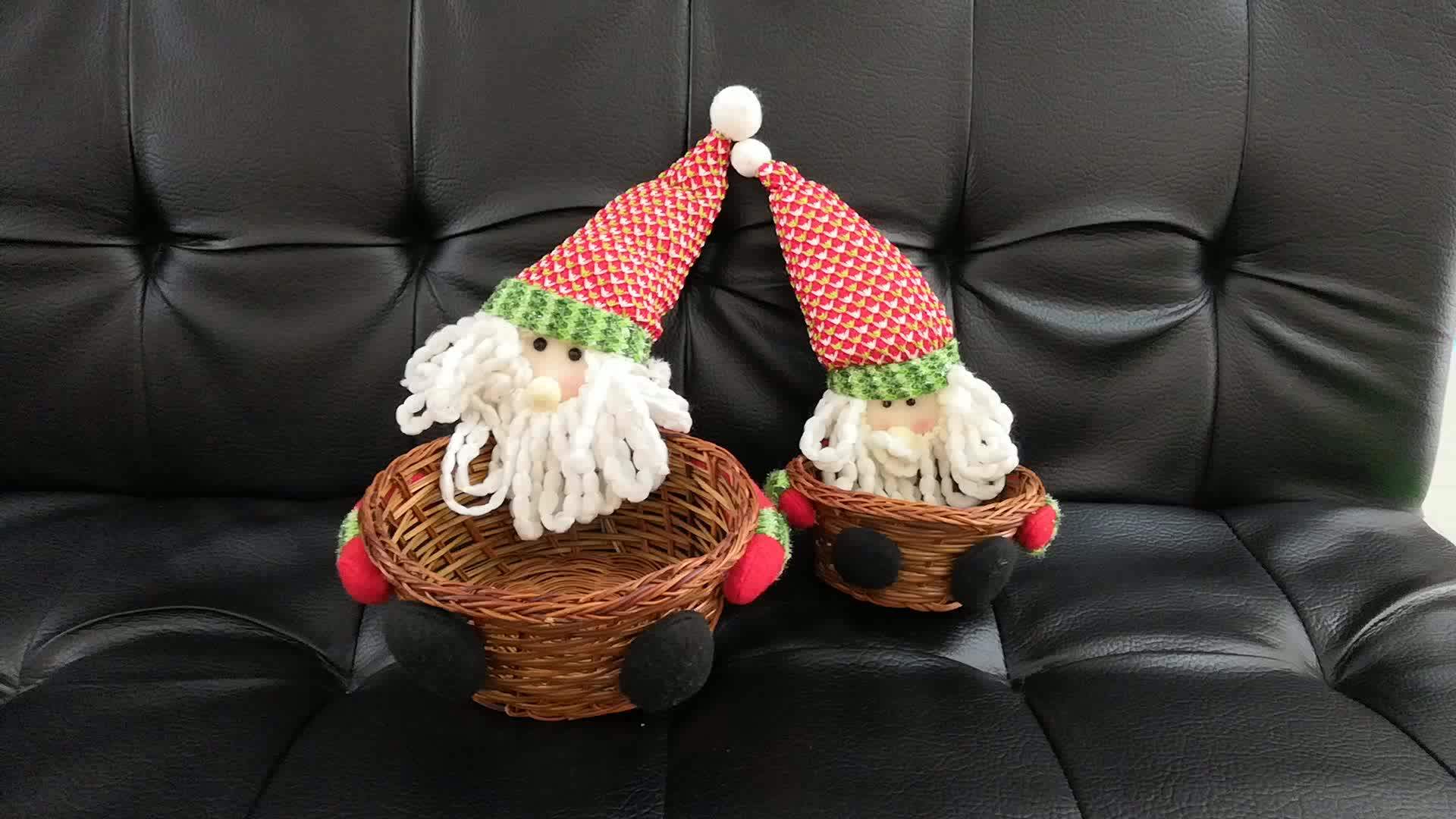 Round Bamboo Collecting Candy Christmas Basket Weaving With Santa Claus ...