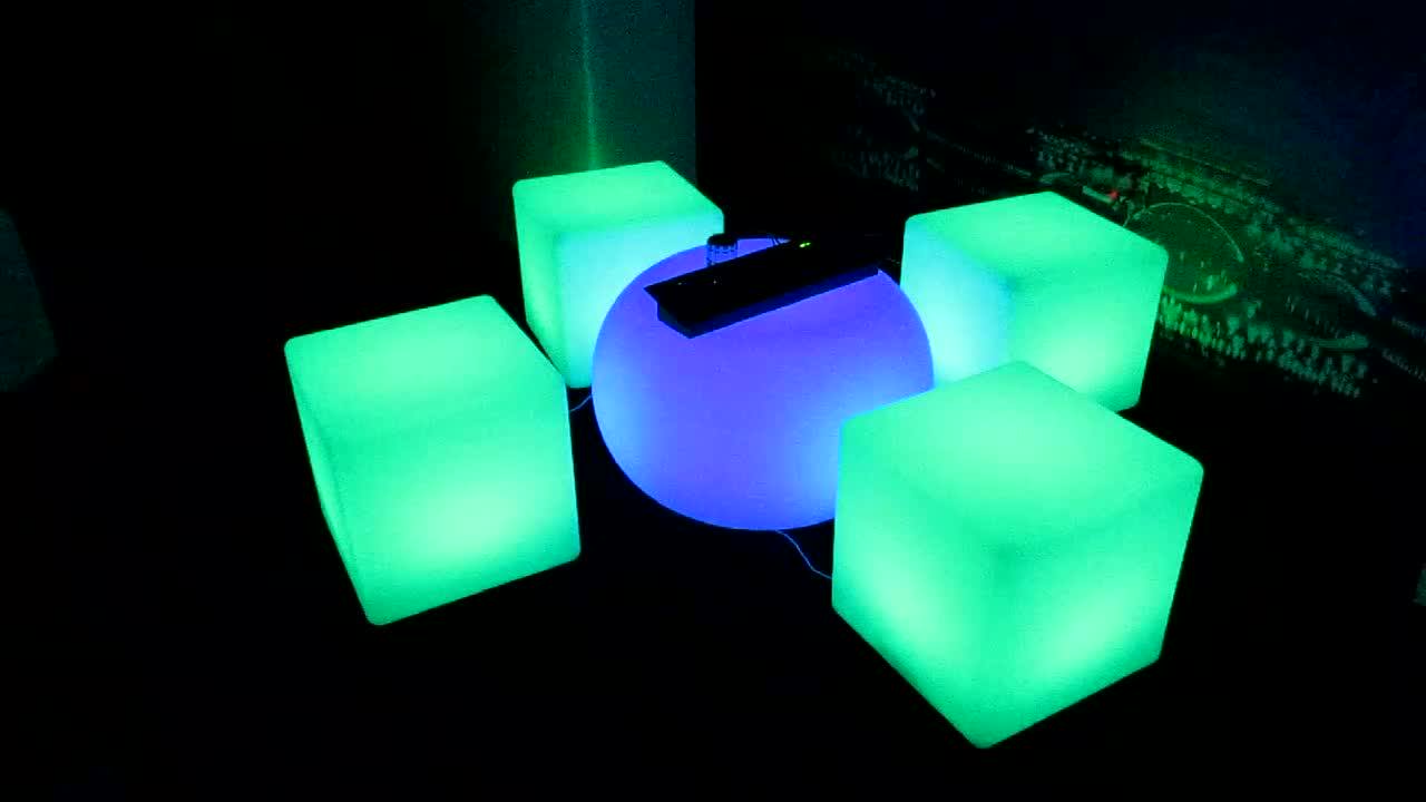 Rechargeable Modern Suit Led Round Stool Plastic Light Up Flashing Bar ...