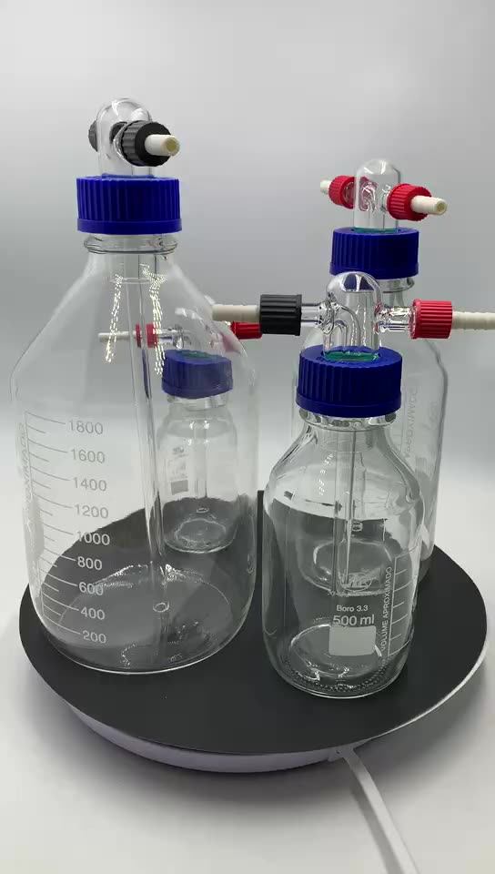 Laboratory Glass Gas Flow Rate Liquid Inlet And Outlet Bottle Gl45 ...