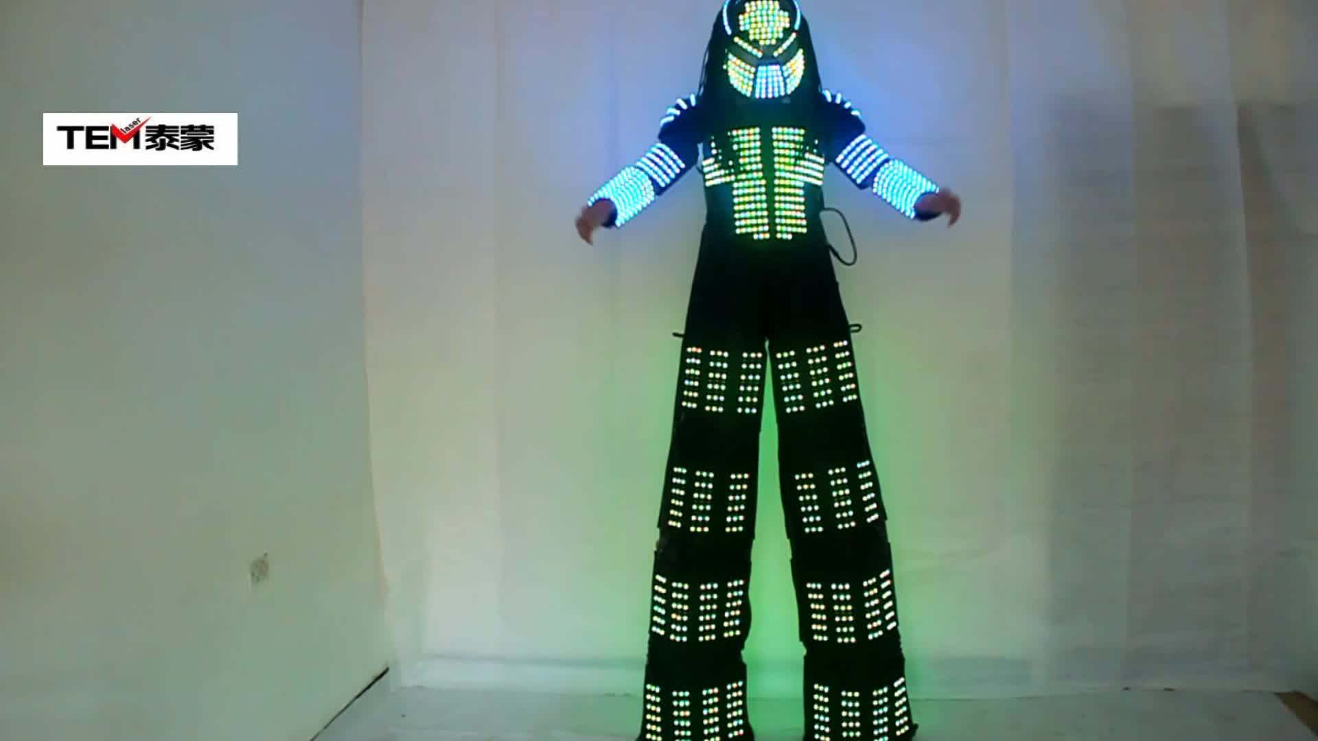 Colorful Rgb Led Luminous Costume Led Clothing Light Stilt Robot Suit ...