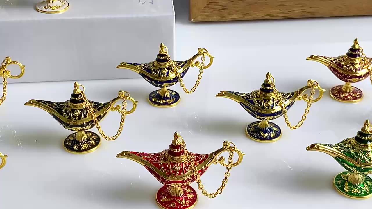 Aladdin Genie Lamp Magic Vintage Mini Brass Lamp Wishing Light Classic ...