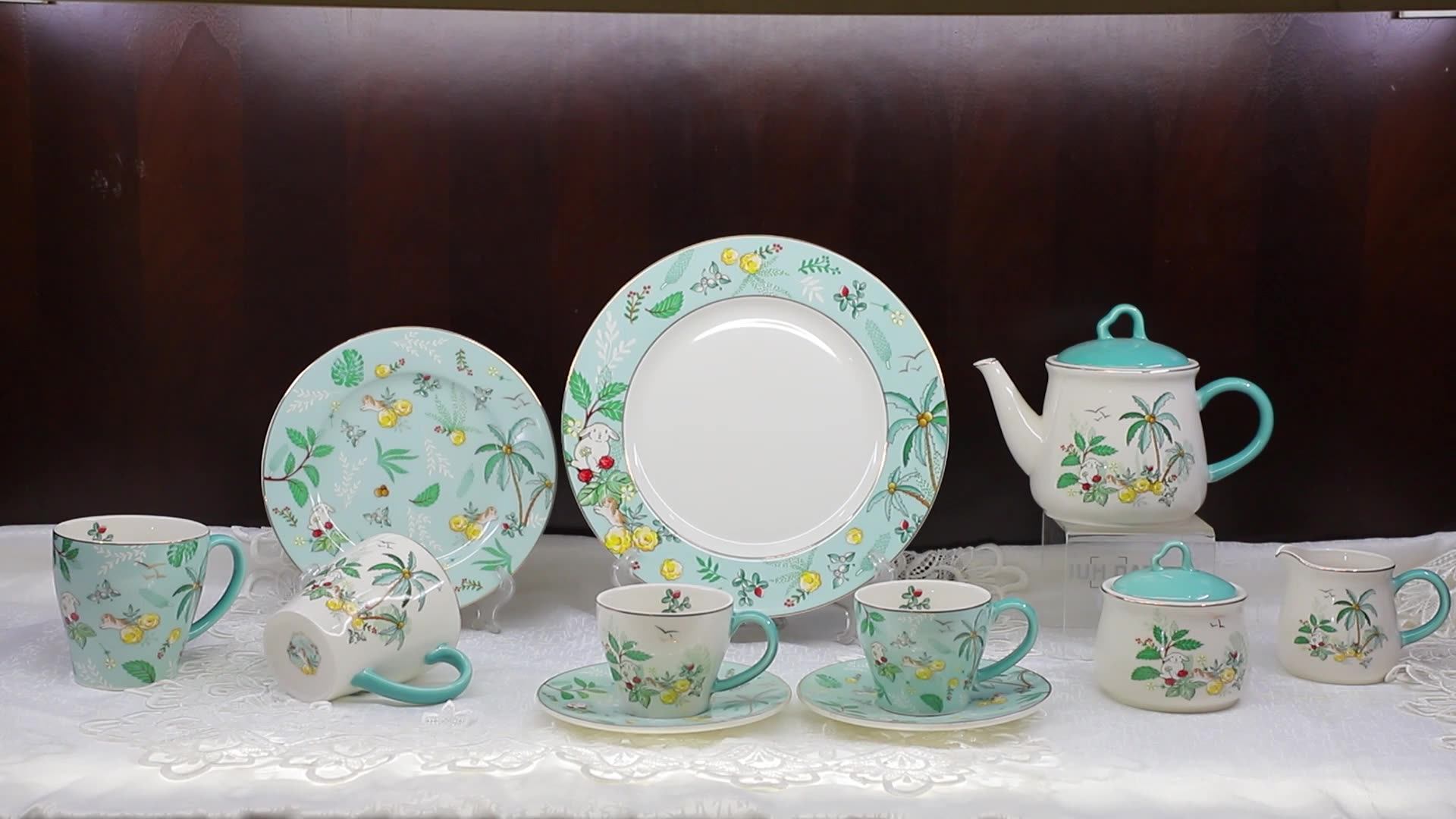 Luxury Floral Bone China Tea Cup Set Dinnerware Set Bone China Rabbit ...