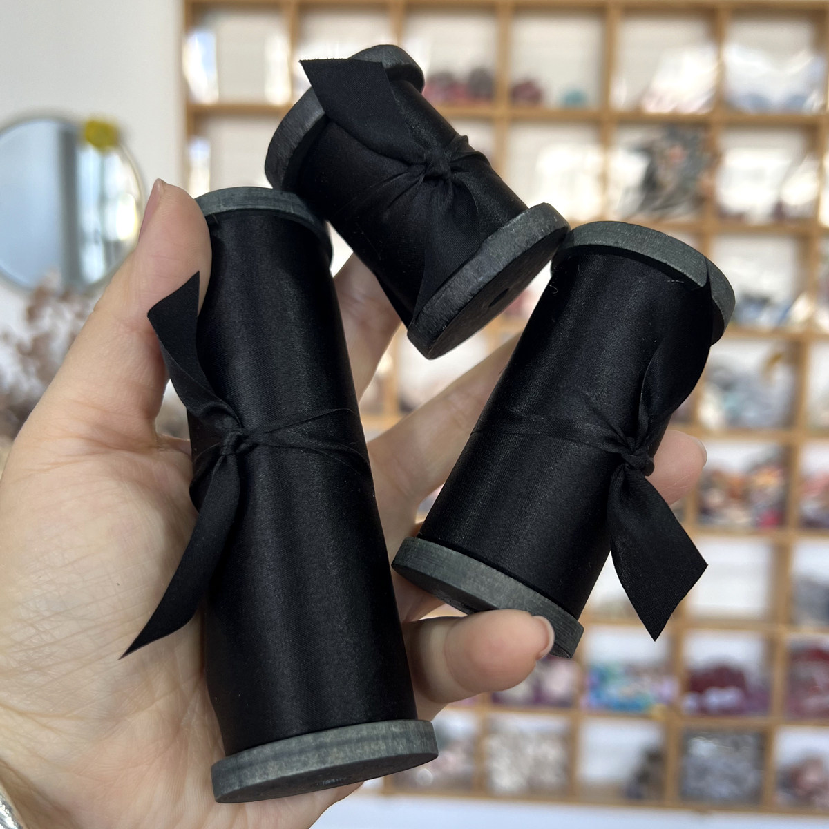 Fu 2 dumb black silk ribbon mulberry silk cut edge ribbon bows hair ...