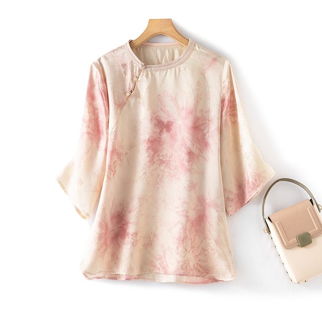 Tie -dye special silk flower Luo Luo national wind placket placket ...