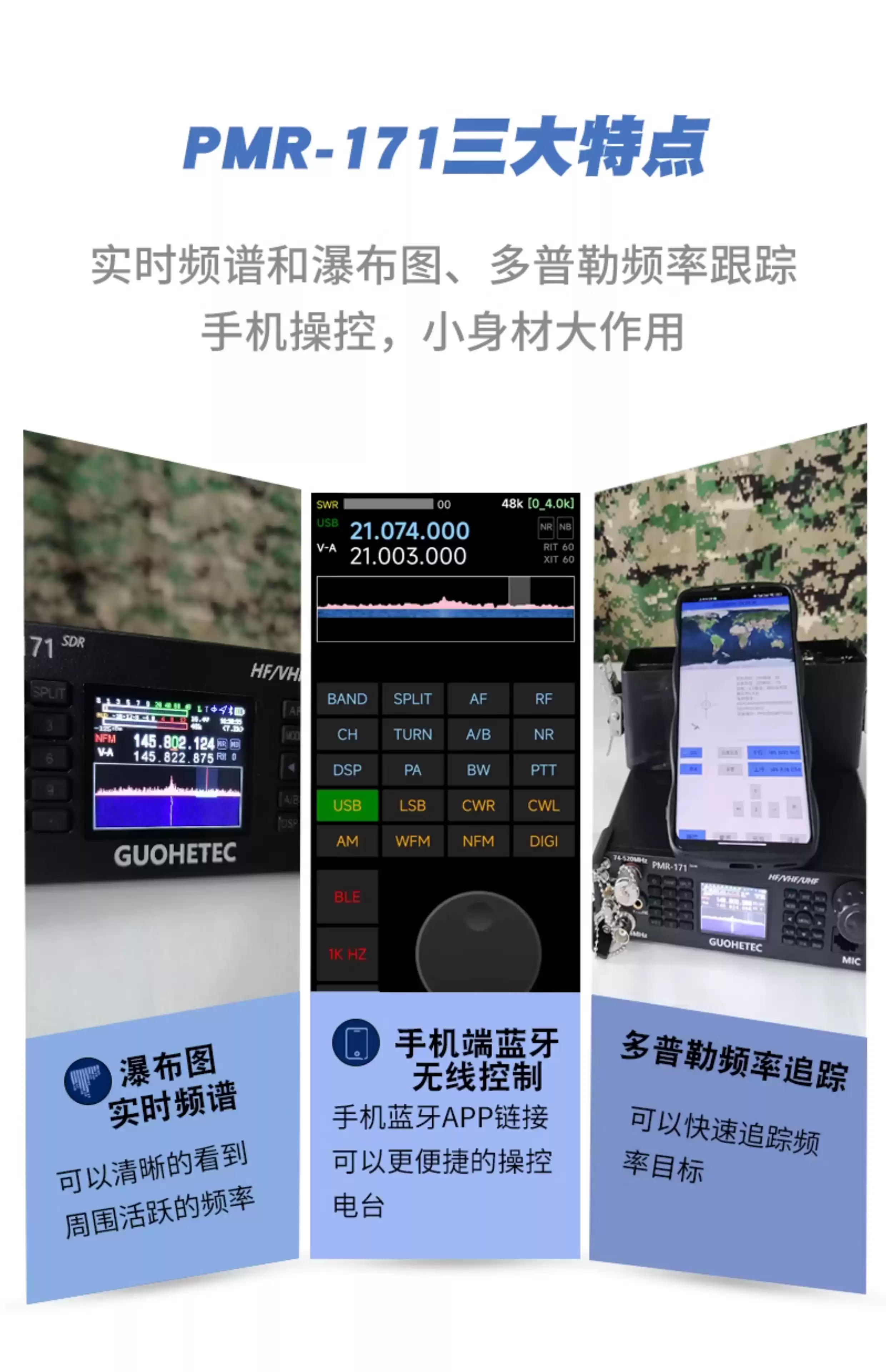 国赫PMR-171便携全频全模式10W SDR背负式户外越野小型短波电台-Taobao