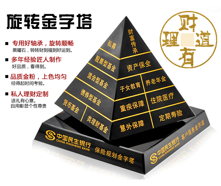 IYR7财富金字塔摆件 银行旋转水晶理财金字塔摆件 资产配置金字塔-阿里巴巴