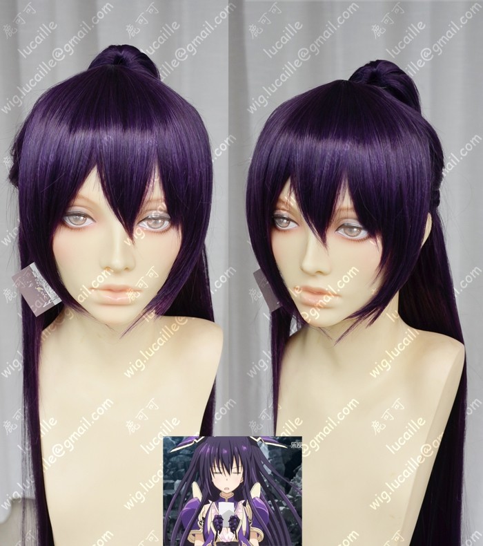 DATE A LIVE Tohka Yatogami Dark Purple 130cm Straight Cosplay Party Wig ...