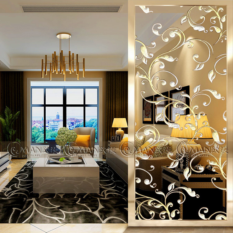 Custom simple modern European art glass screen partition Home ...