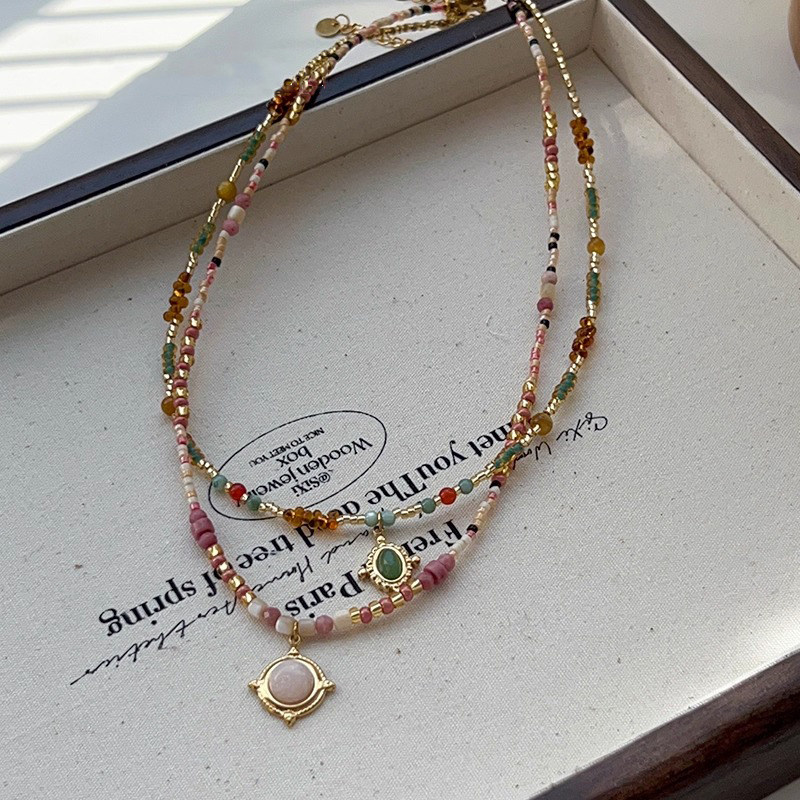 Classy Key法国设计师东陵玉串珠项链：复古优雅，让你成为人群中的焦点！-领针-淘宝好物网