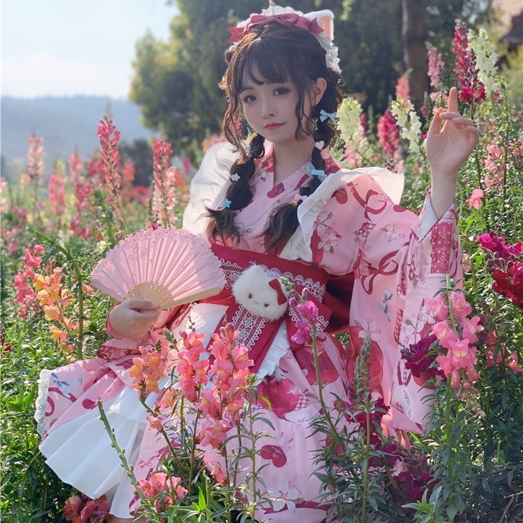 【Dear dolls】熊之原创lolita林檎姬大苹果印花浴衣和服套装：夏日限定的梦幻装扮，你值得拥有！-lolita洛丽塔连衣裙-淘宝好物网