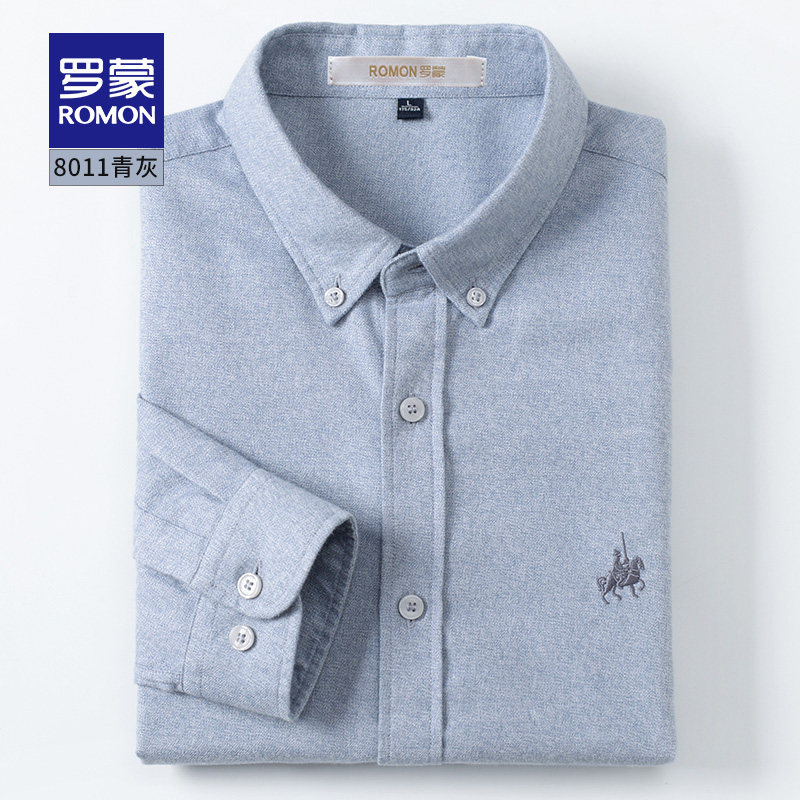 Romon men's cotton long sleeve shirt 2021 autumn new fashion frock slim ...