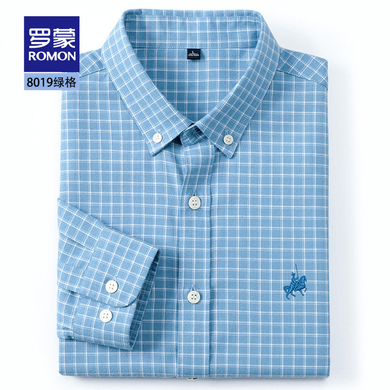 Romon men's cotton long sleeve shirt 2021 autumn new fashion frock slim ...