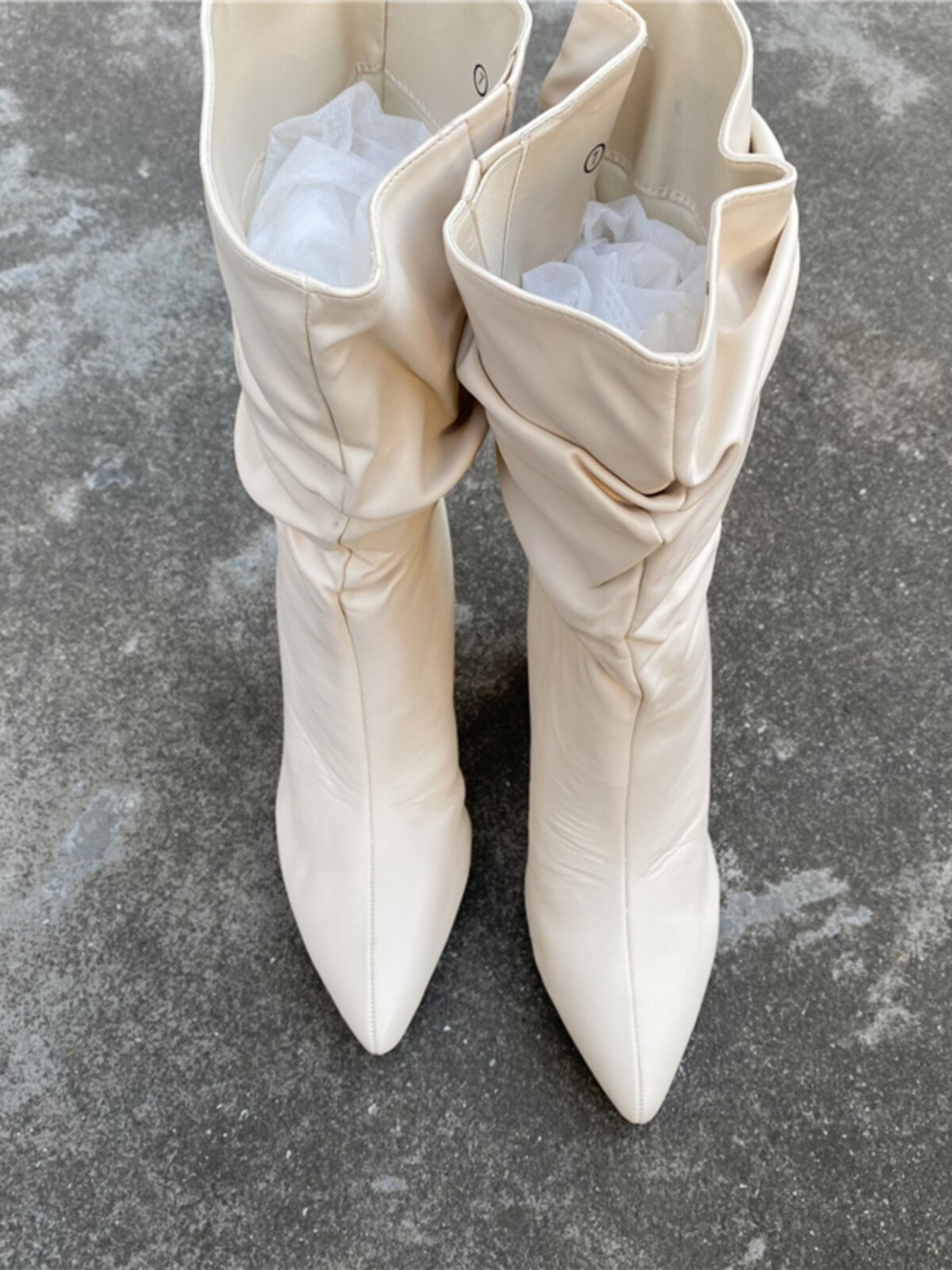 Foreign trade thick heel mid-tube pleated pile boots for women new soft ...