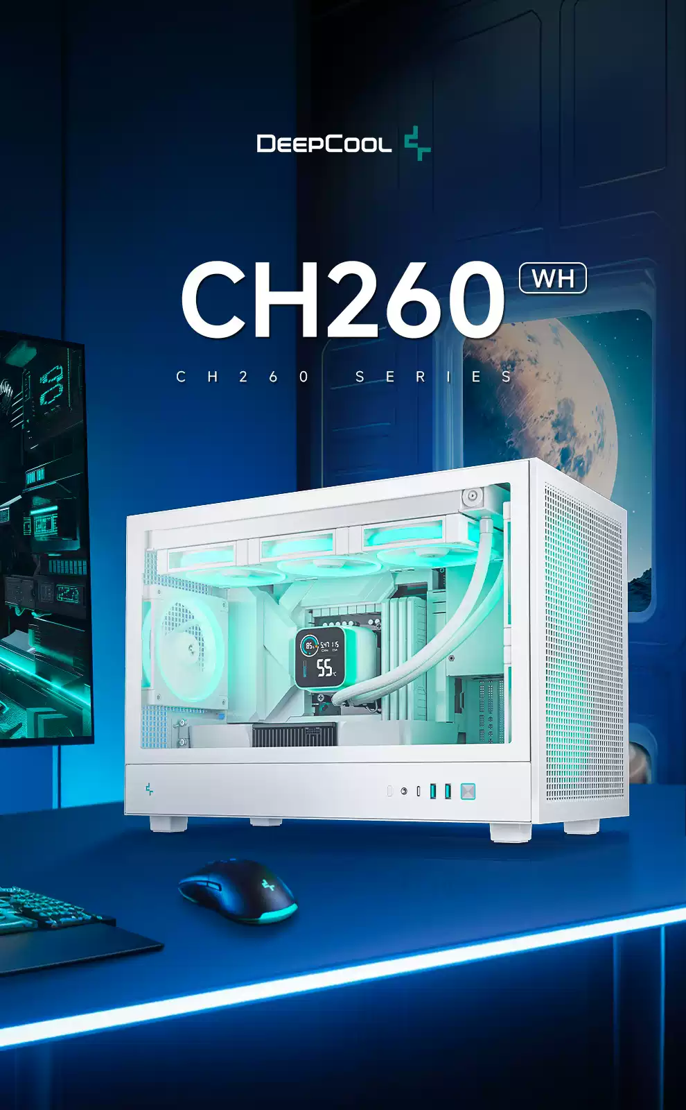 九州风神CH260机箱支持360水冷数显版mATX机箱推荐ATX电源