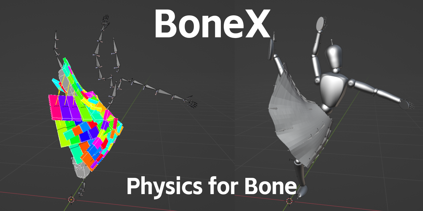 Blender插件|PhysX驱动骨骼物理动画工具 BoneX V1.2.3 – Bone Physics Animation Driven By Physx - CG资源网