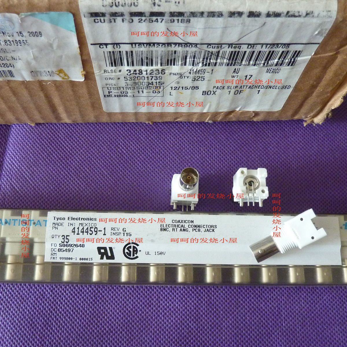 tyco AMP BNC座：美系高端信号传输新宠，75欧姆2GHz PCB焊板型铍铜镀金！⚡-BNC头-淘宝百科网